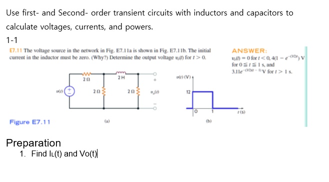 Use first- and Second- order transient circuits with inductors and capacitors to calculate ...