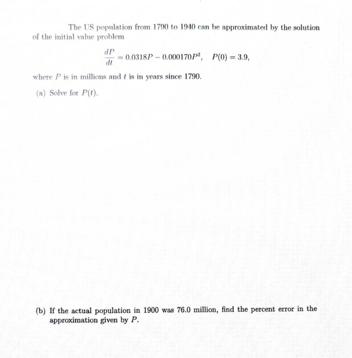 SOLVED: Differential equation population problem