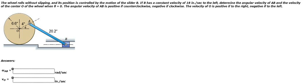 SOLVED: The wheel rolls without slipping, and its position is ...