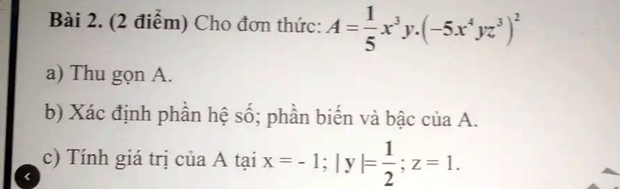 Bà I 2 2 Ä‘iáƒm Cho đơn Thá©c A Xr Sry 5 A Thá Gá N A