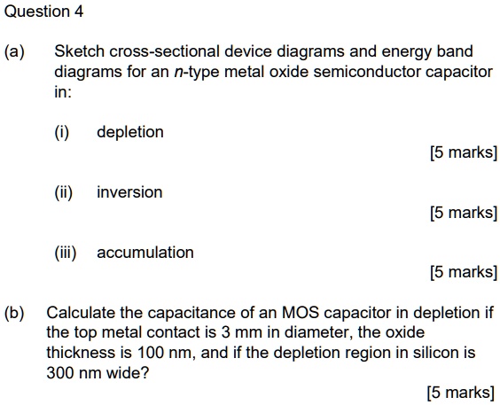 SOLVED: Text: Question 4 (a) Sketch cross-sectional device diagrams and ...