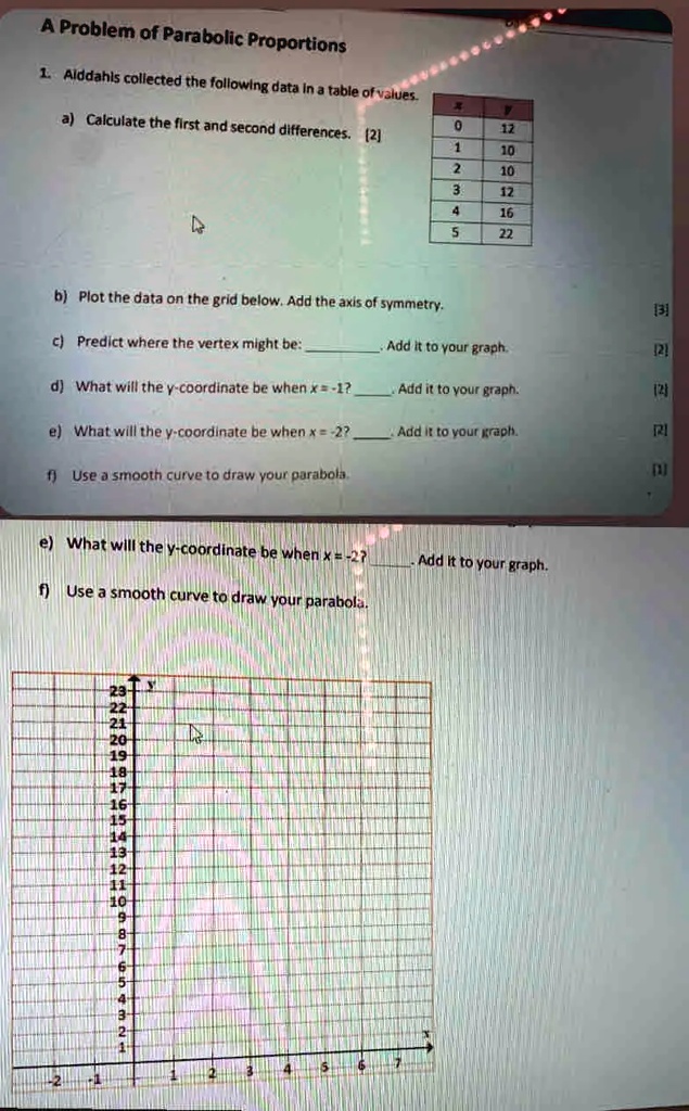 SOLVED: Problem of Parabolic Proportions Alddahls collected the ...