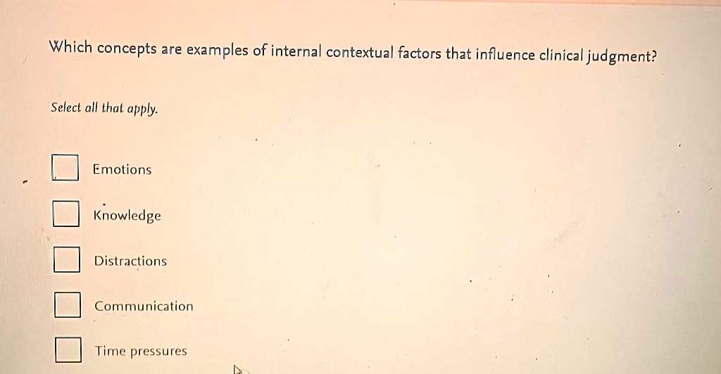 Which concepts are examples of internal contextual factors that ...