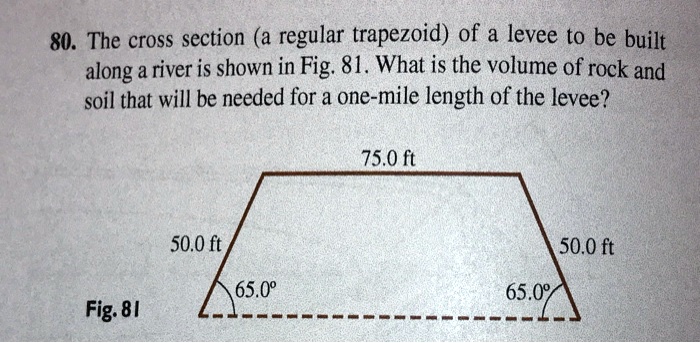 80. The cross section (a regular trapezoid) of a levee to be built ...