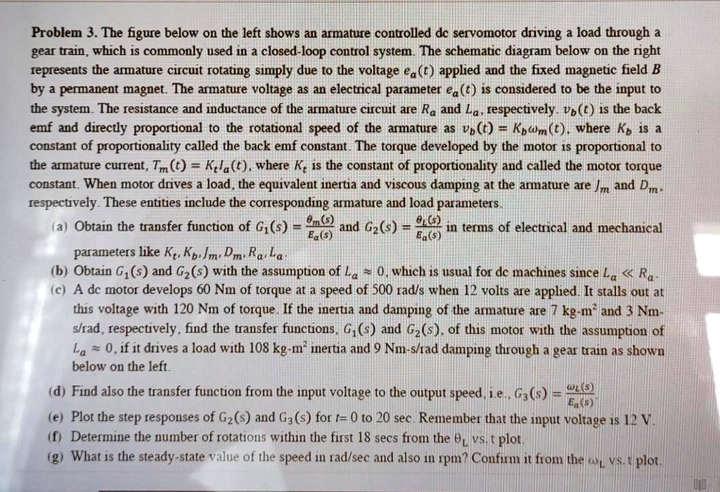 SOLVED: Problem 3. The figure below on the left shows an armature ...