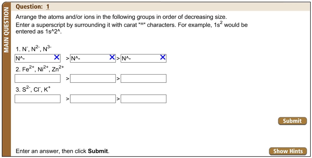 question arrange the atoms andlor ions in the following groups in order of decreasing size 1 ...