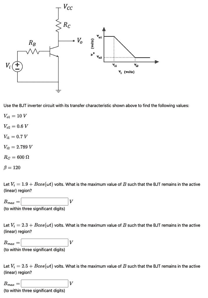 use the bjt inverter circuit with its transfer characteristic shown ...