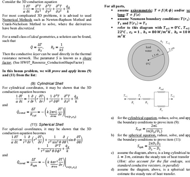 SOLVED: Consider the 3D conduction equation. For all parts, assume ...