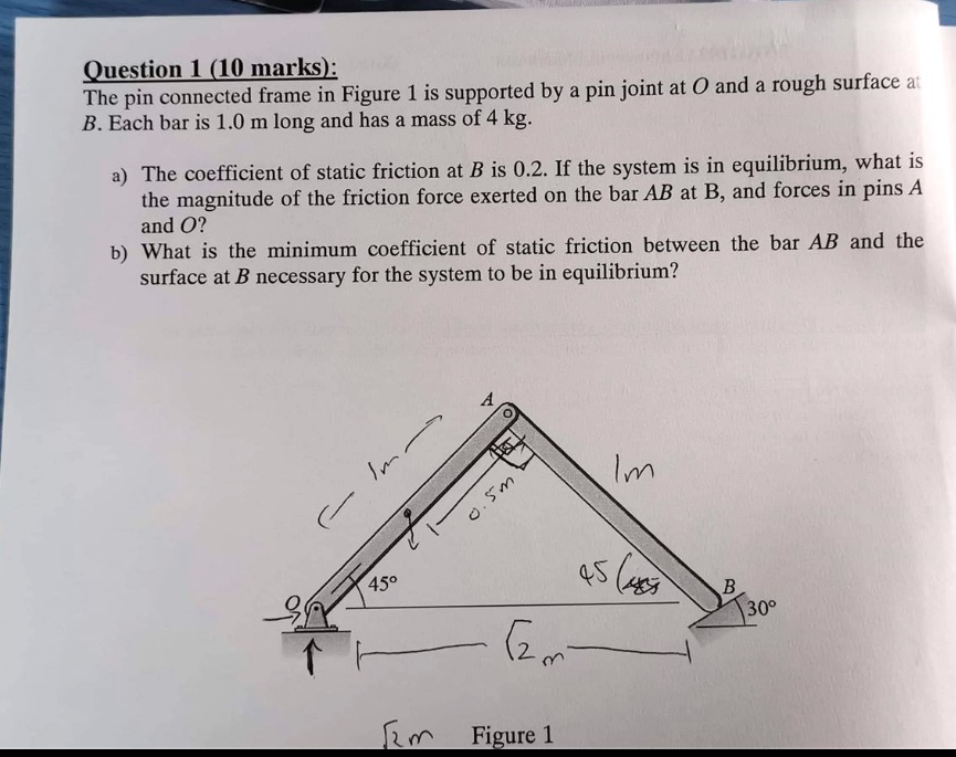 SOLVED: Ouestion 1(10 marks): The pin connected frame in Figure 1 is ...