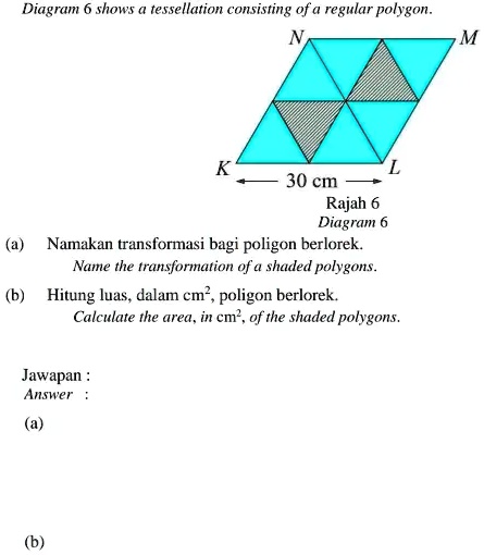 SOLVED: Diagram shows tessellation consisting of a regular polygon. 30 ...