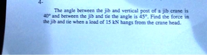 SOLVED: The angle between the jib and vertical post of a jib crane is ...