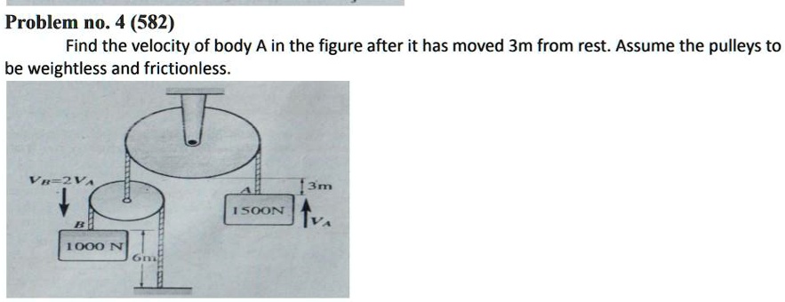 SOLVED: Problem no.4(582): Find the velocity of body A in the figure after it has moved 3m from ...