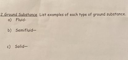 SOLVED: 2. Ground Substance List examples of each type of ground ...