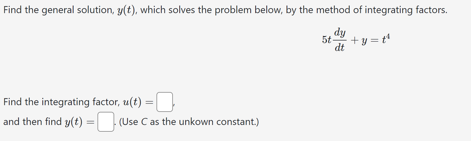 Solved Find The General Solution Yt Which Solves The Problem Below By The Method Of