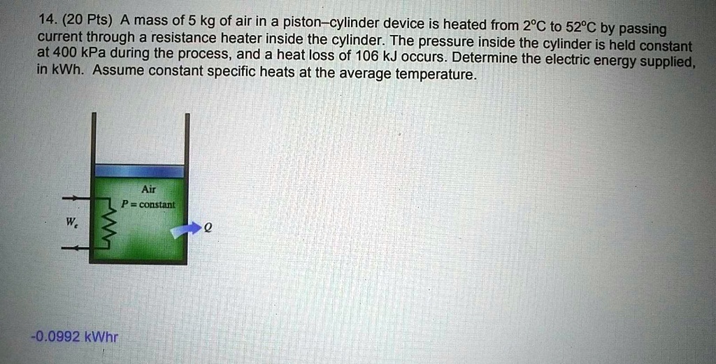 VIDEO solution: 14.20 Pts) A mass of 5 kg of air in a piston-cylinder ...