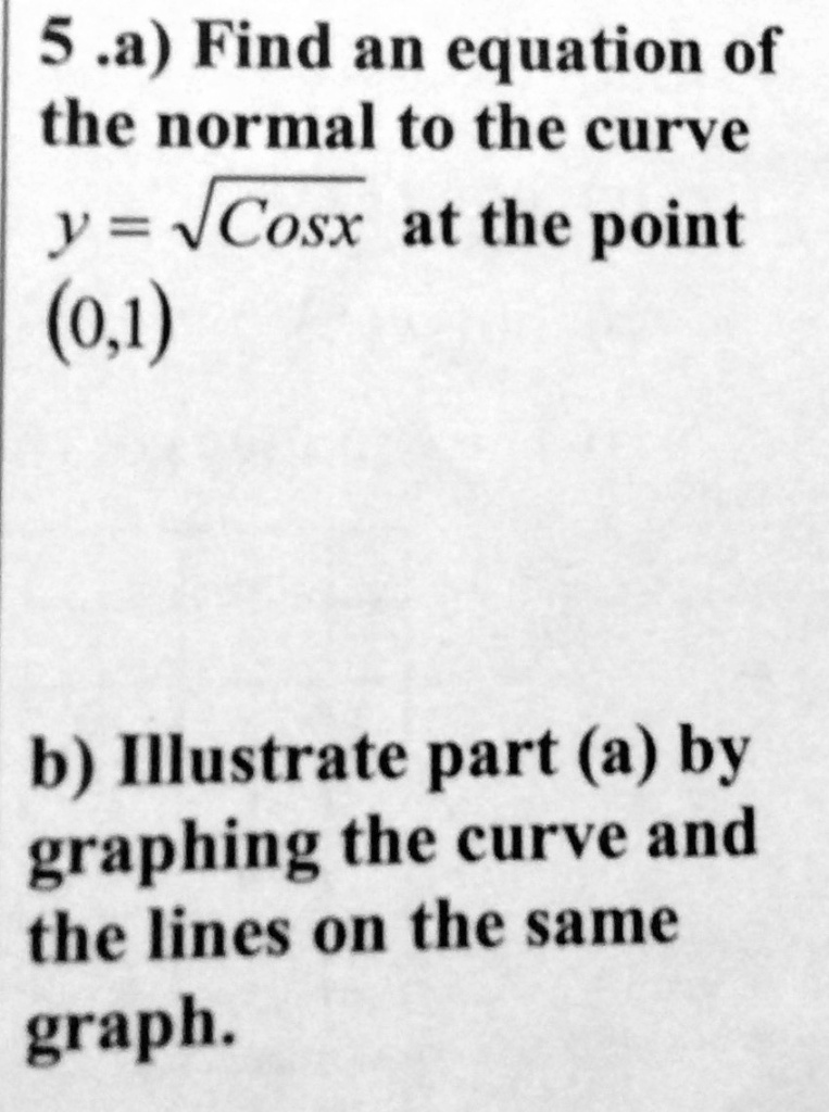 5 find an equation of the normal to the curve y vcosx at the point 01 b illustrate part a by ...