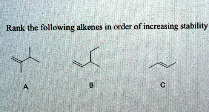 SOLVED: Rank the following alkenes in order of increasing stability
