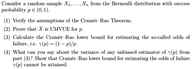SOLVED: Consider a random sample I. Kn from the Bernoulli distribution with success probability ...
