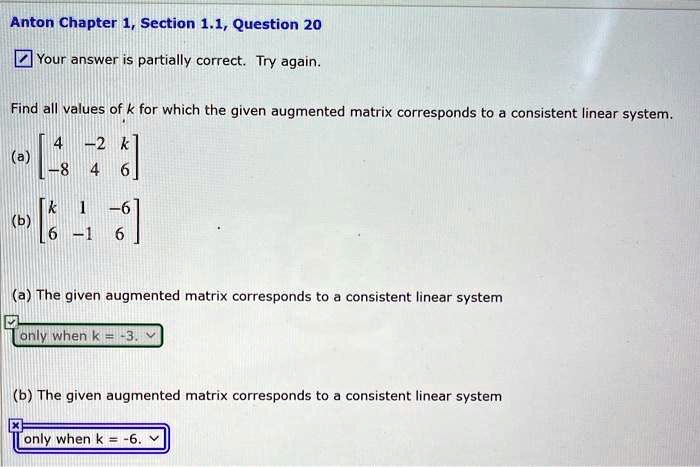 Solved Anton Chapter 1 Section 11 Question 20 Your Answer Is Partially Correct Try Again 