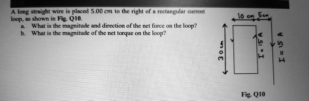 SOLVED: A long straight wire is placed 5.00 cm to the right of a rectangular current loop, as ...