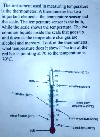 SOLVED: The instrument used in measuring temperature is the thermometer ...