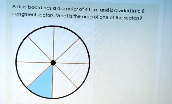 SOLVED: A dart board has a diameter of 40 cm and is divided into congruent sectors What is the ...