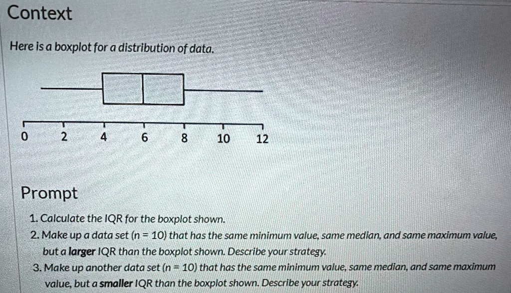 SOLVED: Context Here is a boxplot for a distribution of data; 10 12 ... SOLVED: Context Here is a boxplot for a distribution of data; 10 12 ...