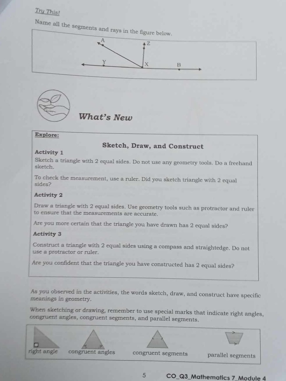 try this name all the segments and rays in the figure below whats new ...