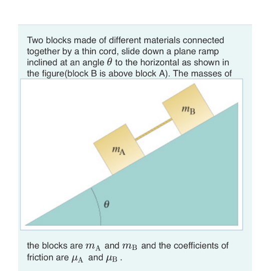 [GET ANSWER] Two blocks made of different materials connected together by a thin cord, slide ...
