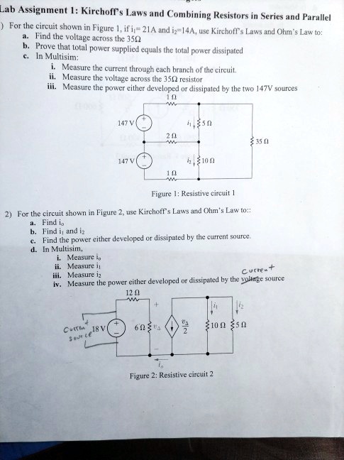 SOLVED: Lab Assignment 1: Kirchhoff's Laws and Combining Resistors in ...