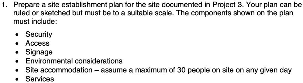 SOLVED: '1 Prepare a site establishment plan for the site documented in ...