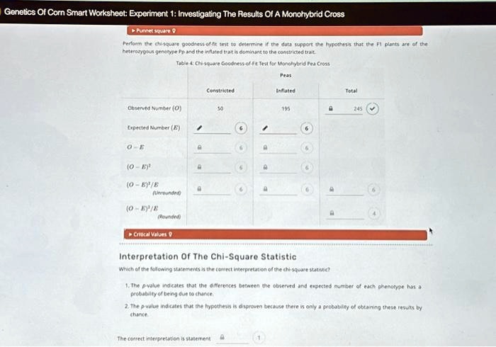 Genetics Of Corn Smart Worksheet: Experiment 1: Investigating The Results Of A Monohybrid Cross ...