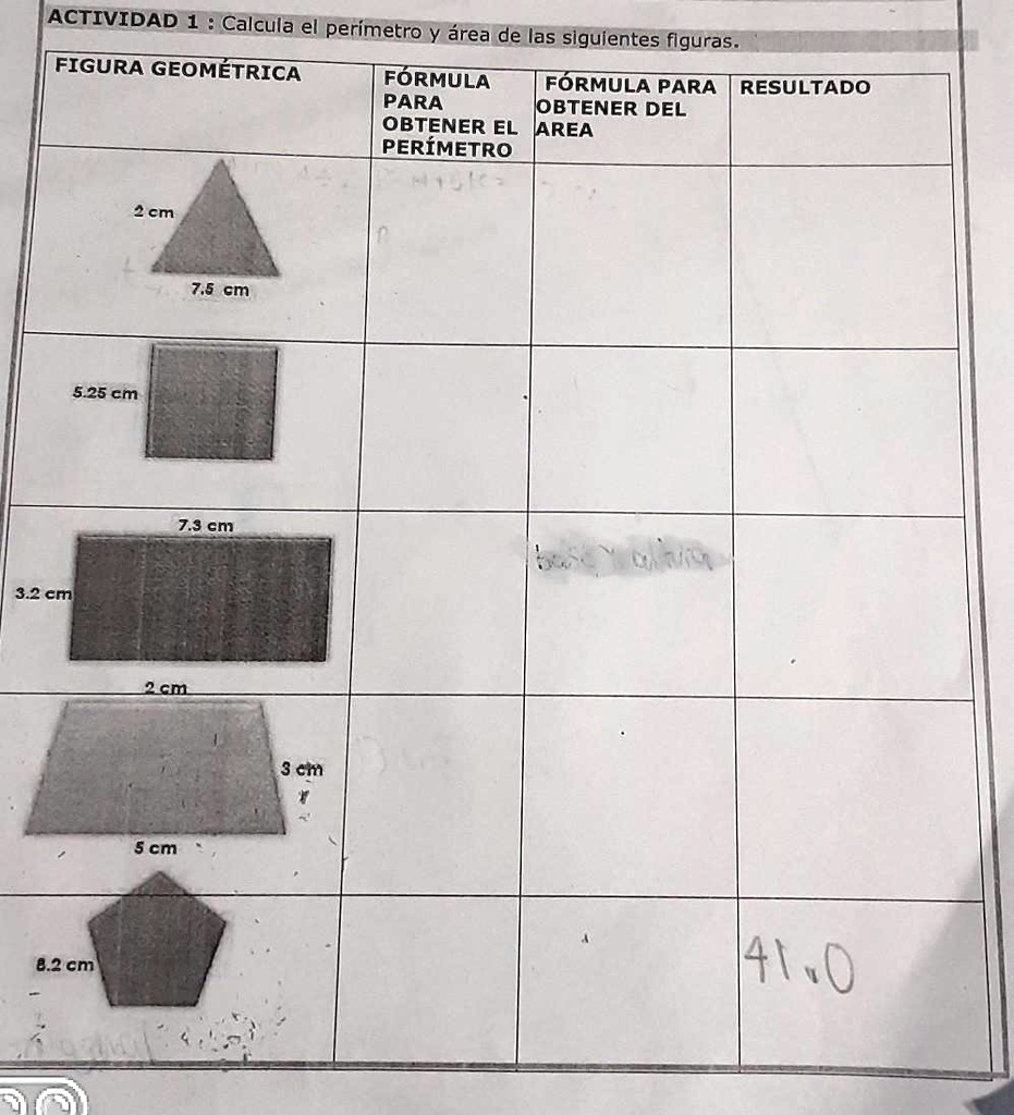 SOLVED: calcula el perímetro y área de las siguientes figuras ACTIVIDAD ...