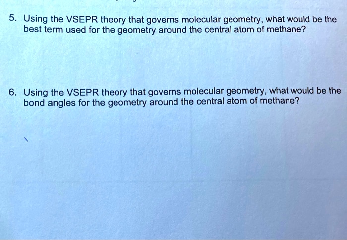 SOLVED: Using the VSEPR theory that governs molecular geometry, what ...