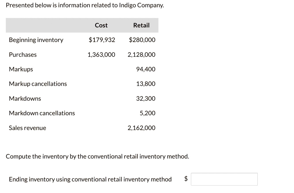 SOLVED: Please answer Presented below is information related to Indigo ...