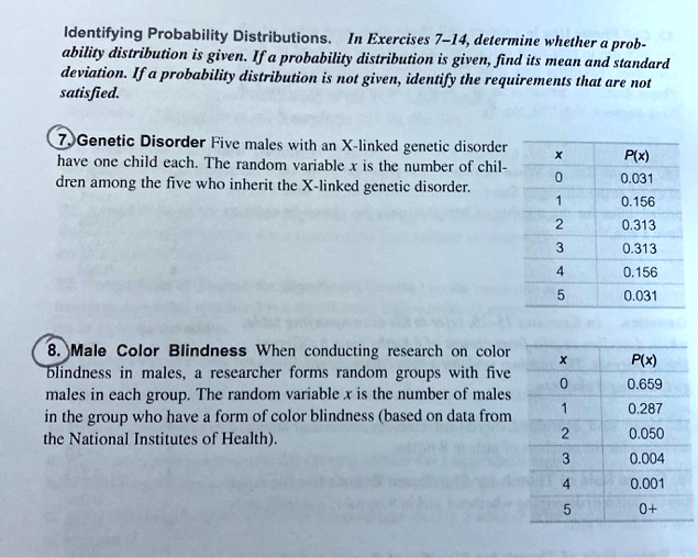 SOLVED: Identifying Probability Distributions. In Exercises 7-14 ...