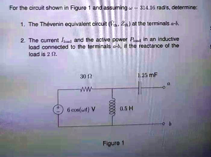 For the circuit shown in Figure 1 and assuming ω = 314.16 rad/s ...