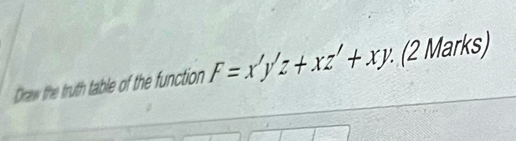 SOLVED: Draw the Truth Table of the function