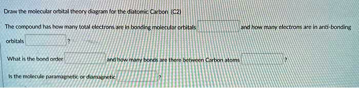 SOLVED:Draw the molecular orbital thcory diagram for the diatomic ... SOLVED:Draw the molecular orbital thcory diagram for the diatomic ...