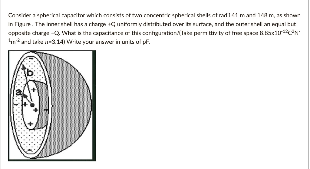 SOLVED: Consider a spherical capacitor which consists of two concentric ...