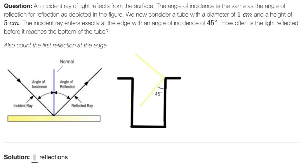 question an incident ray of light reflects from the surface the angle ...