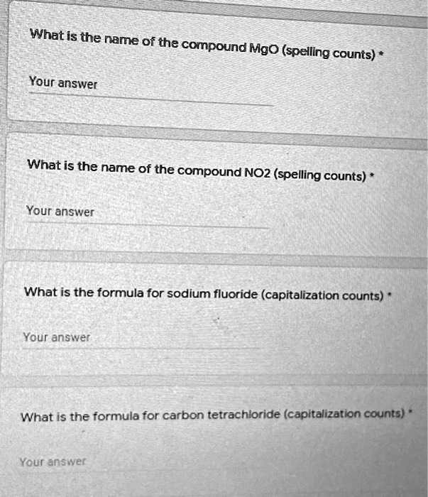 SOLVED: What is the name Of the compound MgO (spelling counts) Your ...
