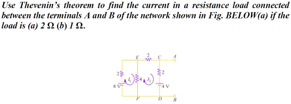 Use Thevenin's theorem to find the current in a resistance load connected between the terminals ...