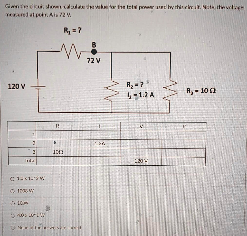 Given the circuit shown, calculate the value for the … - SolvedLib