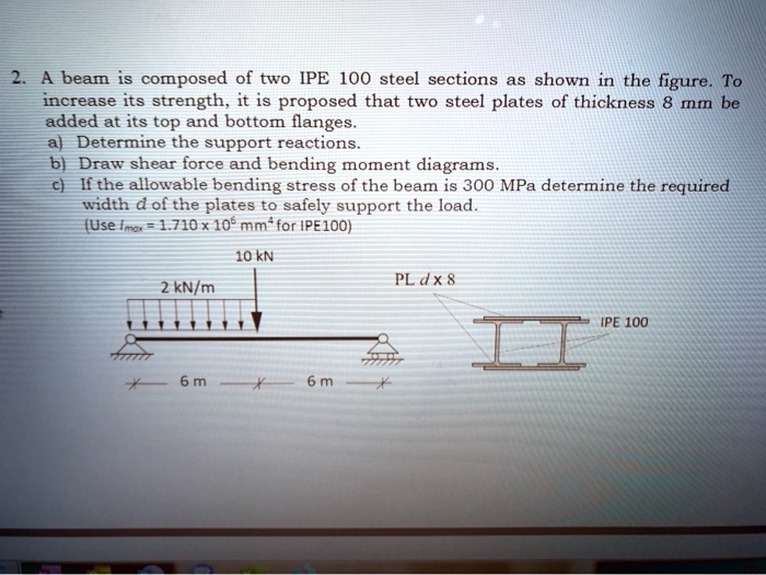 SOLVED: 2. A beam is composed of two IPE 100 steel sections as shown in ...
