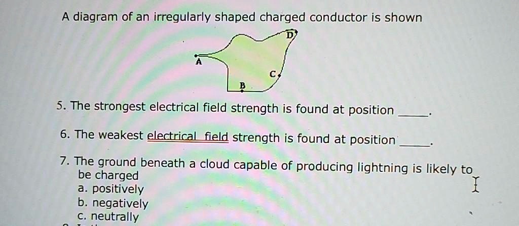 a diagram of an irregularly shaped charged conductor is shown 5 the ...