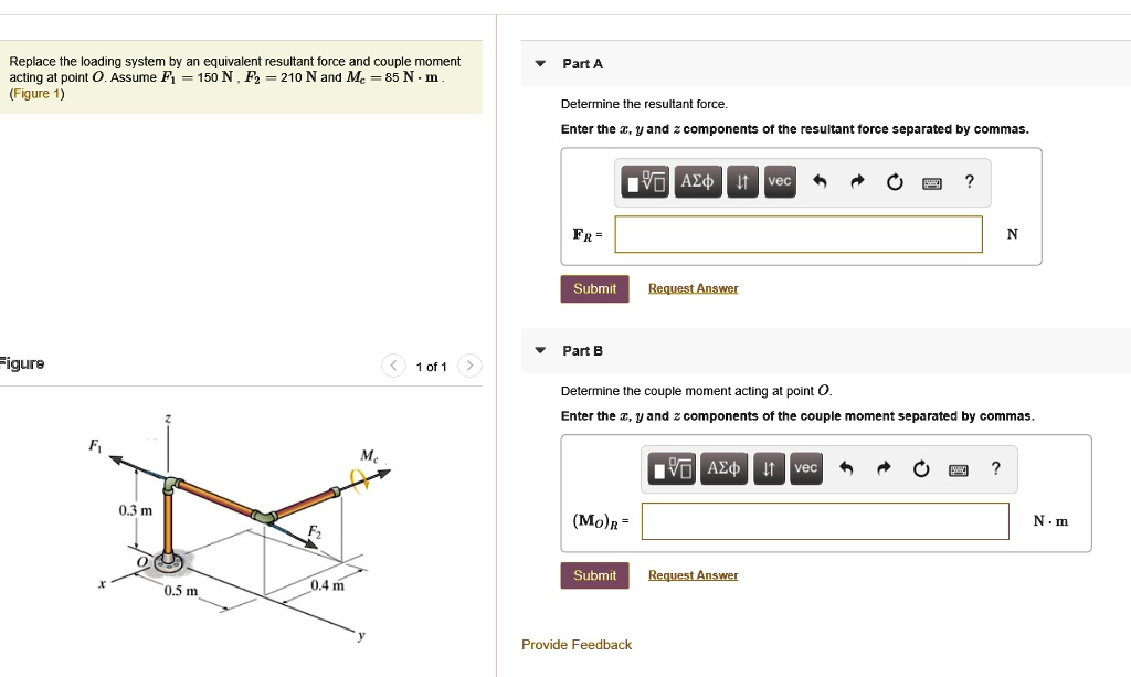 replace the loading system by an equivalent resultant force and couple ...