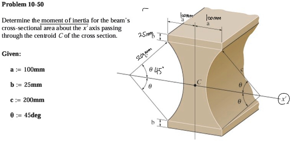 problem 10 50 determine the moment of inertia for the beams cross sectional area about the x ...