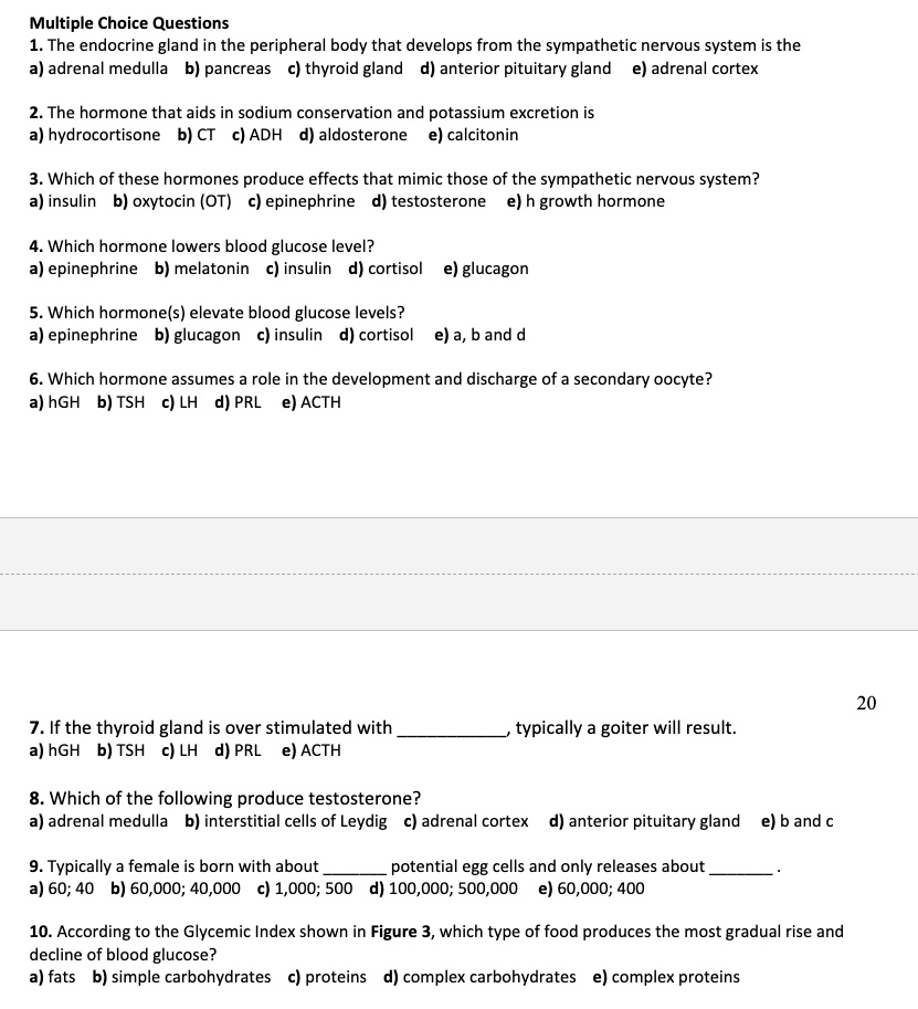 SOLVED: Multiple Choice Questions 1. The endocrine gland in the ...
