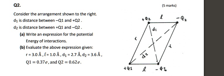 SOLVED: 02 marks) Consider the arrangement shown to the right: d1 is ...